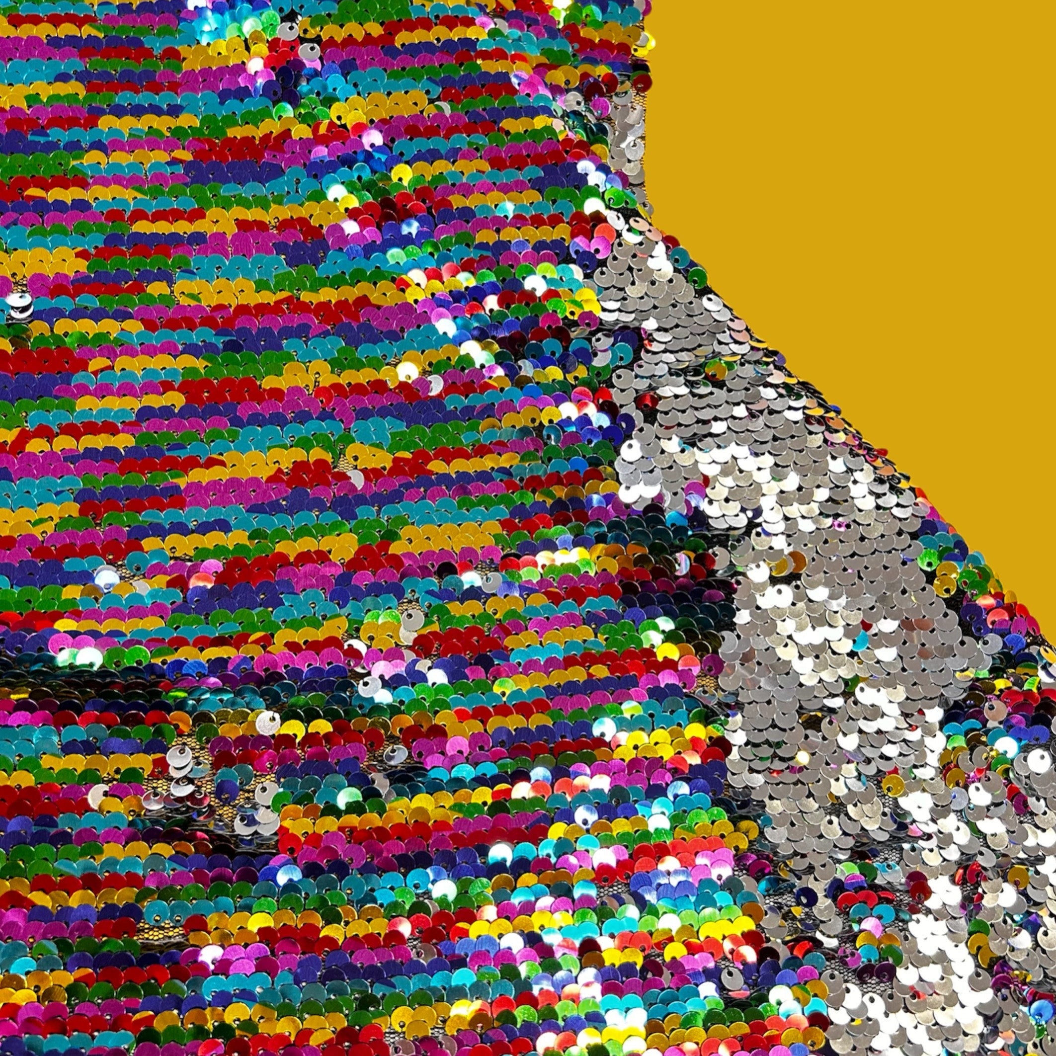 Double Sided Sequins Fabric, Multicolor & Silver - 60" Wide | Alonso ...