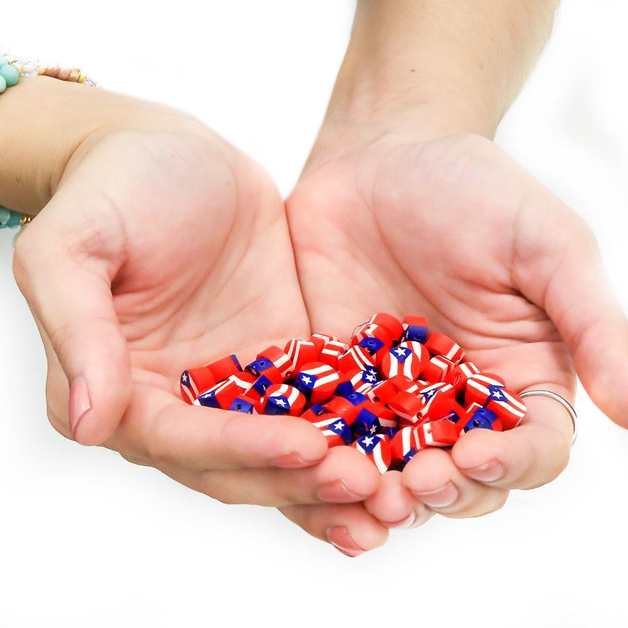 Polymer Clay Beads - Puerto Rico Flag - 10pcs | Alonso Sobrino