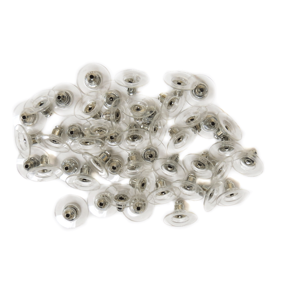 Earring Ear Nut, Platinum Color- 7x11mm; 50pcs | Alonso Sobrino