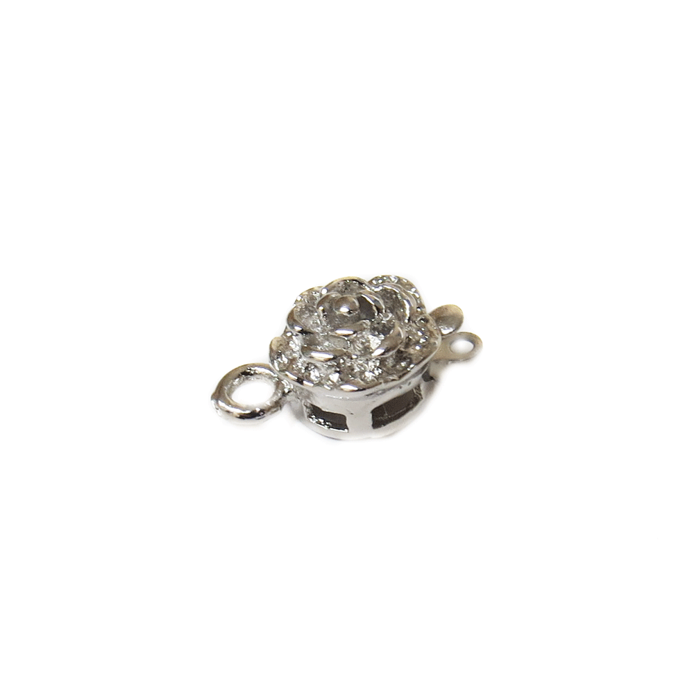 Flower Box Clasp, Platinum Color Brass-10x15mm; 3pcs | Alonso Sobrino