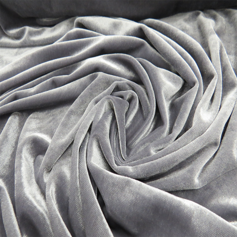 Velvet Stretch Fabric, 58" Wide - 100% Polyester, Gray | Alonso Sobrino