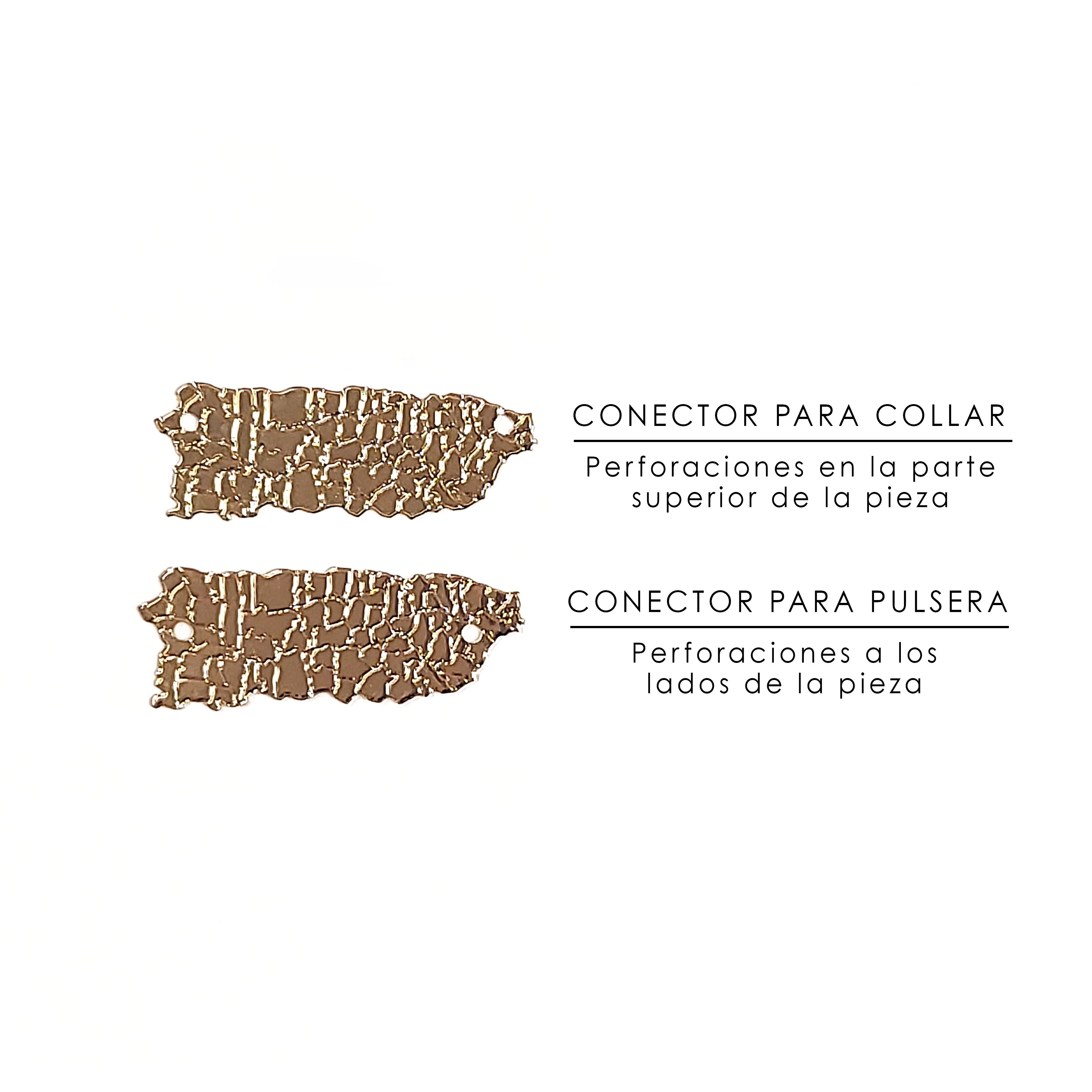 Puerto Rico Map Connector - Small - Brass + 24k Gold Plate - 1 pc ...