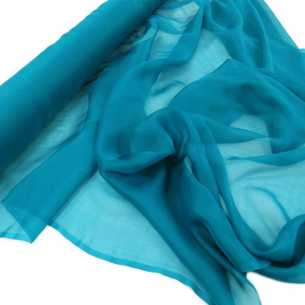 Silk Chiffon Fabric, 56"- 58" Wide, 100% Natural Silk, Teal | Alonso ...