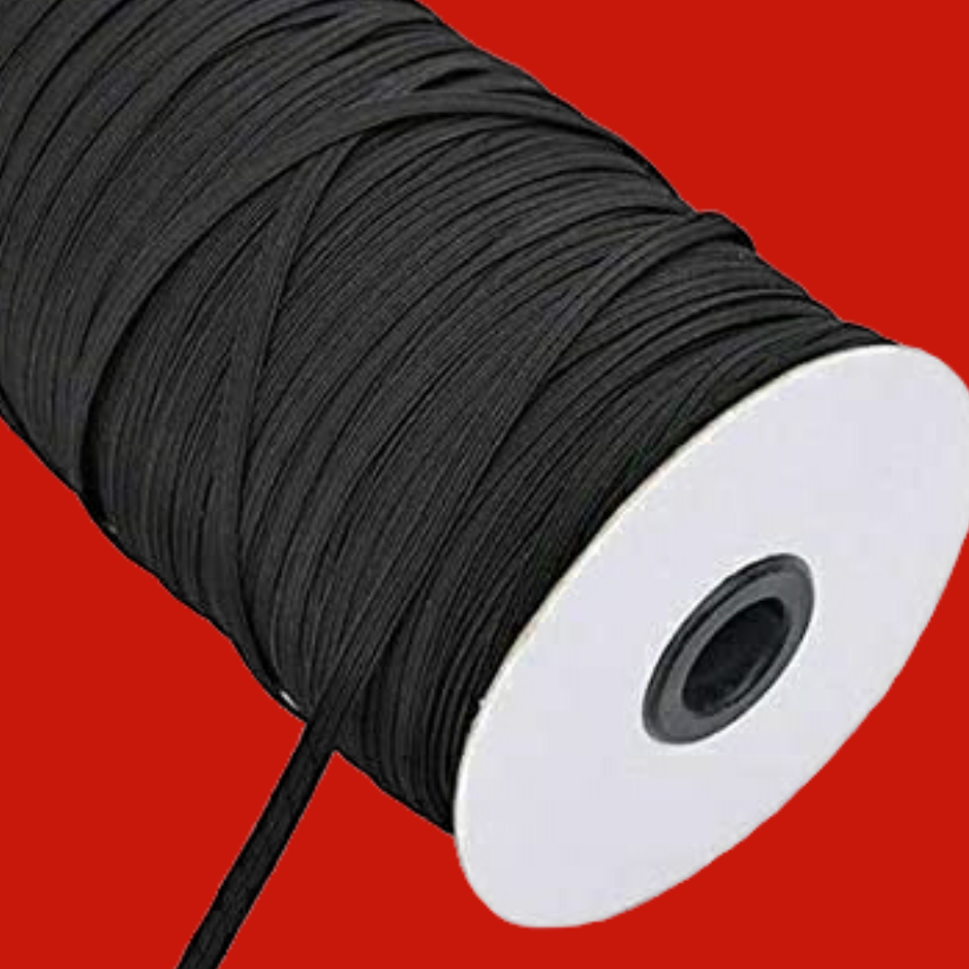 Rollo de elástico; 1/8" ancho, Color negro- 120 yardas | Alonso Sobrino