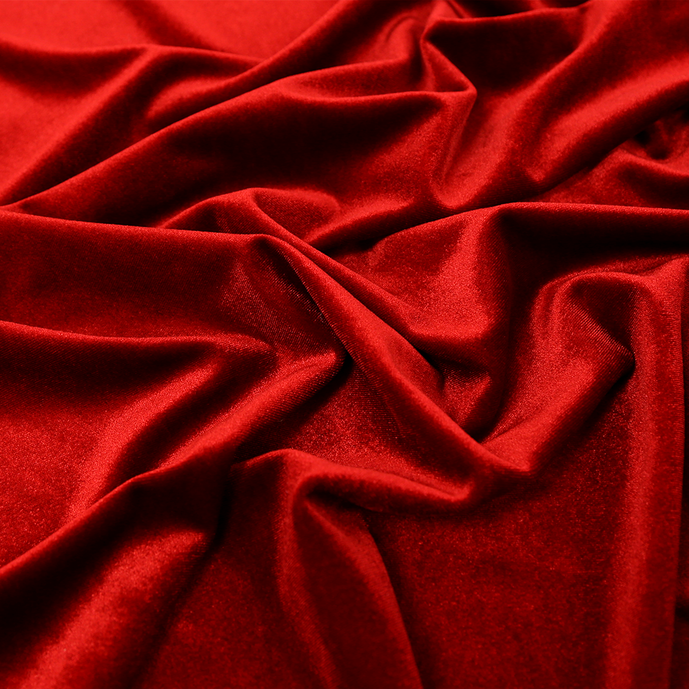Velvet Stretch Fabric, 58" Wide - 100% Polyester, Red | Alonso Sobrino