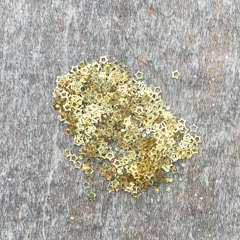 Gold Open Star Shaped Glitter; 10 grams | Alonso Sobrino