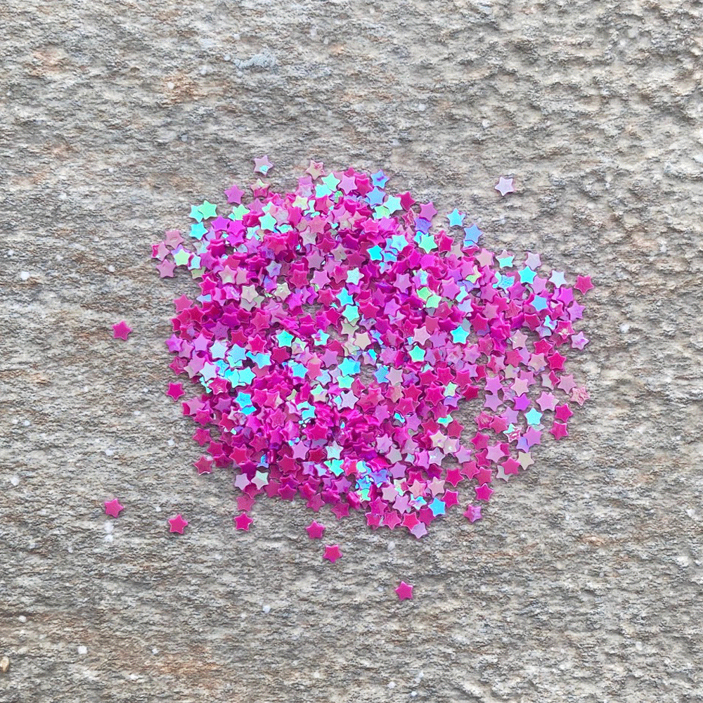 Closed Star Shaped Magenta AB Glitter; 12grams | Alonso Sobrino