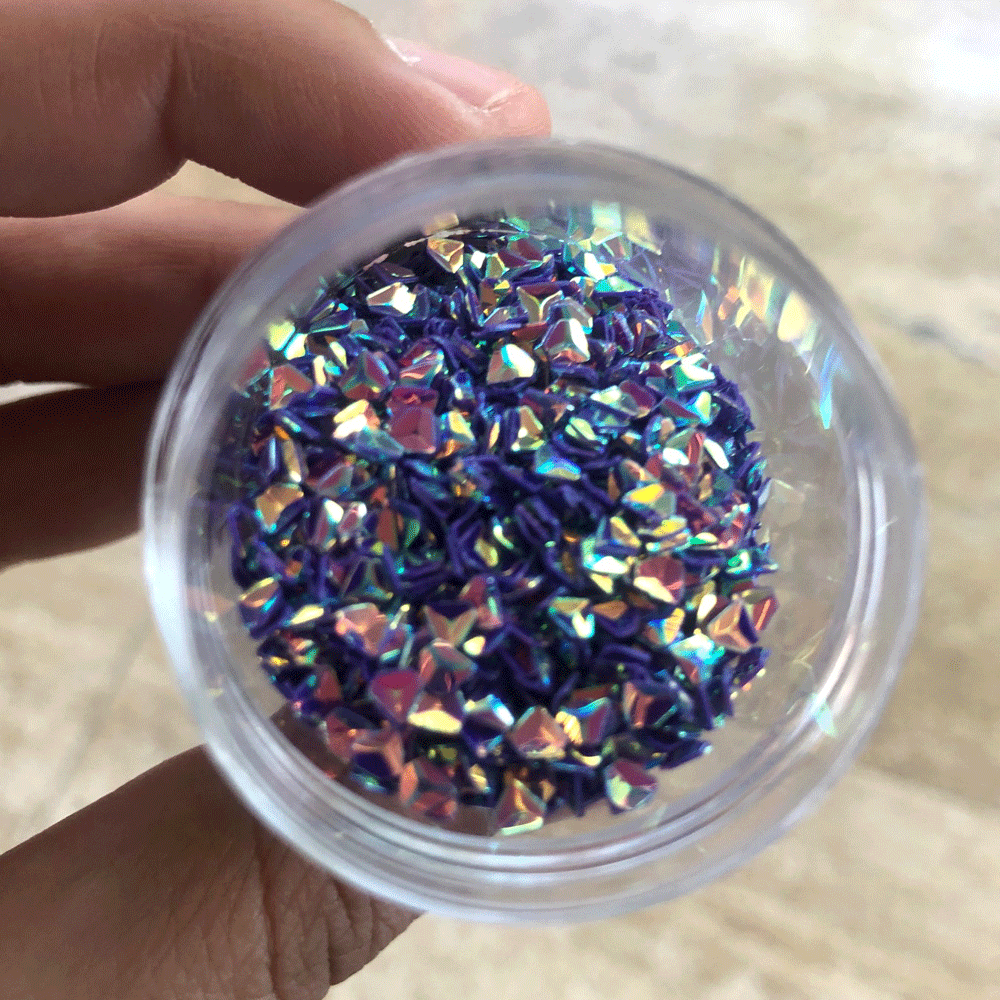 Purple AB Triangle Shaped Glitter; 11 grams | Alonso Sobrino